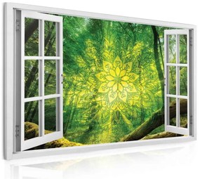 Obraz na zeď - okno lesní strážce - 120x80 cm
