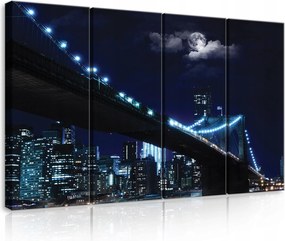 Obraz 120x80 New York Brooklynský most noc město mrakodrapy krajina