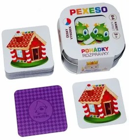 Pexeso Pohádky 64 karet společenská hra v plechové krabičce 6,5x6,5x4cm