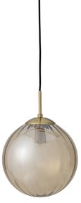 Bloomingville Závěsná lampa Heloise Brown Glass 25 cm, černá barva, hnědá barva, sklo, kov, plast
