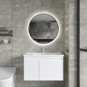 Erga Emma, ​​kulaté LED zrcadlo 70cm, černý kovový rám, 1610 lm, 6500K, zadní osvětlení, ERG-V01-201-7070-BK