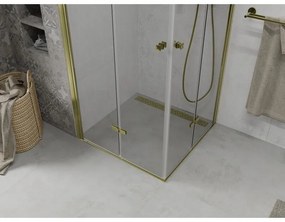 Mexen Lima Duo sprchový kout se skládacími dveřmi 90 x 90 cm, čiré sklo-zlatý profil, 856-090-090-50-00-02