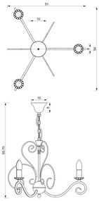 Lustr na řetězu MAURO 3xE14/60W/230V