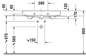 Duravit Happy D.2 - Broušené umyvadlo, 1 otvor pro armaturu propíchnutý, 800 x 505 mm, bílé 2318800027