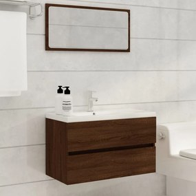 2dílný set koupelnového nábytku hnědý dub kompozitní dřevo