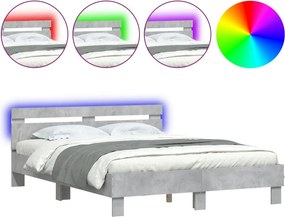 Rám postele s čelem a LED osvětlením betonově šedý 140 x 190 cm 3207563