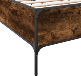 Rám postele kouřový dub 150 x 200 cm kompozitní dřevo a kov 3279794