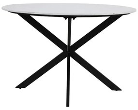 Černobílý kulatý jídelní stůl s deskou v dekoru mramoru ø 120 cm Tomochi – Light &amp; Living