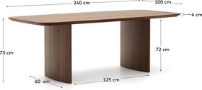 Hnědý jídelní stůl v dekoru ořechu 100x240 cm Litto – Kave Home