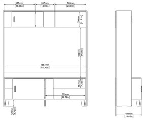 Bílá/v přírodní barvě TV sestava v dekoru dubu 159x181x48 cm Ikast – Tvilum