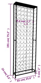 vidaXL Marketos Stojan na víno na 108 lahví, kovový