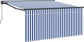 Stahovací markýza Modrá a bílá 350 x 250 cm Polyester a hliník 3330201