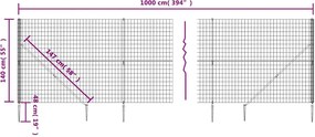 Drátěný plot s kotevními hroty antracitový 1,4 x 10 m 154259