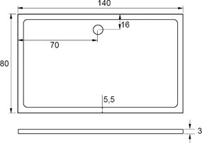 ROCKY 140x80x3 obdélníková mramorová vanička