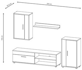 Obývací stěna Berno dub Sonoma/bílá
