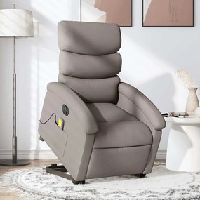 Elektrické zvedací masážní polohovací křeslo taupe textil 3204022