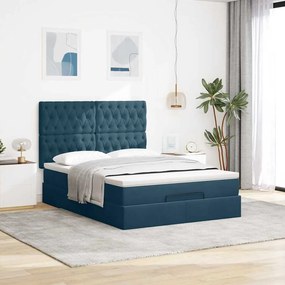 Osmanský rám postele s matracemi tmavě modrá 140x200cm samet 3314400