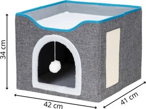 Domeček pro kočku s bambulí SPRINGOS PA1085 šedý