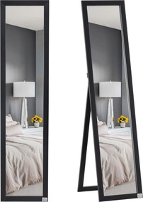 HOMCOM Zrcadlo na celé tělo, 154 x 37 cm, nástěnné zrcadlo s podstavcem, stojací zrcadlo do obývacího pokoje a ložnice, černé | Aosom