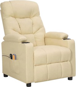 Elektrické masážní křeslo krémové textil 3098836