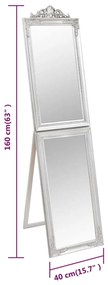 Volně stojící zrcadlo stříbrné 40 x 160 cm - Default Title