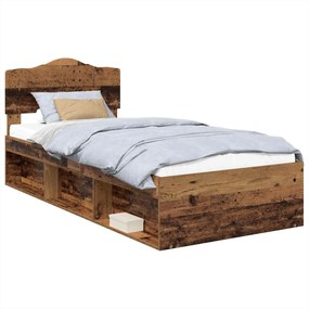 Rám postele s čelo Staré dřevo 75 x 190 cm Masivní borové dřevo 3412968
