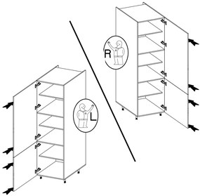 OLD STYLE | vysoká skříňka 60 DK-215 2F potravinová | 60 cm | antracit/old style