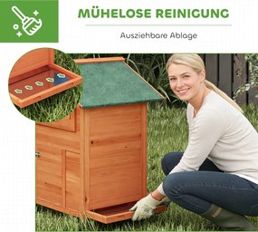 Kurník Dřevěný kurník s hnízdním boxem 2 bidýlka Rampa Okno Vodotěsná střecha 113,5x67,5x95,5 cm Oranžová barva