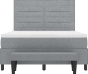 Postel s boxspringem s čelo Světle šedá 140 x 190 cm textil 3343988