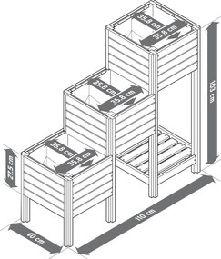 Tchibo - Vyvýšený schodový truhlík - barva: hnědá