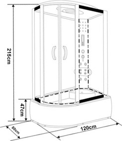 Terra Hydromasážní box WSH7106RS, 120x80 pravý se saunou