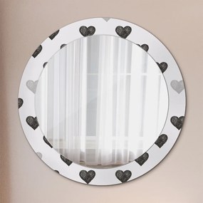 Kulaté zrcadlo s dekorem Abstraktní srdce fi 70 cm