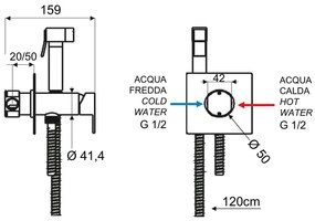 Sapho, Podomítková baterie s bidetovou sprškou, hranatá, chrom, 1103-08