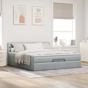 Osmanský postel s matrací světle šedá 160x200 cm textil 3312402