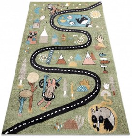 Dětský kusový koberec Cesta z města zelený 120x170cm