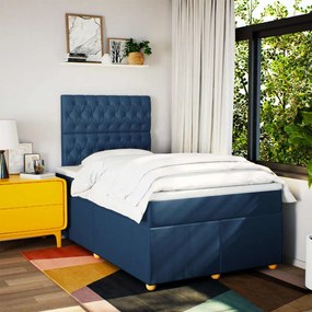 Box spring postel s matrací modrá 120x200 cm textil 3293560