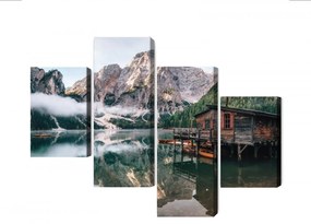 Vícedílný obraz Chata U Italského Jezera Braies 3D Nedostatek Nedostatek Přírodní plátno 160x100