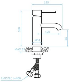 Kuchinox Noia, umyvadlová baterie h-180, broušená ocel, LAV-BNK_220D