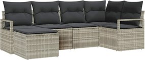 Set pohovek 6 ks Světle šedá polyratan 3346452