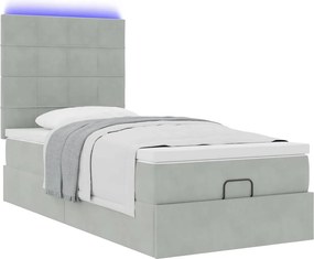 Osmanský rám postele s matracemi světle šedá 90x200cm samet 3314294