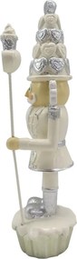 Béžová dekorace socha Louskáček s muffinky - 5*5*16 cm
