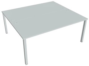 Dvojstůl pracovní rovný 180×160 cm - Hobis Uni USD 1800 Dekor stolové desky: šedá, Barva nohou: Stříbrná