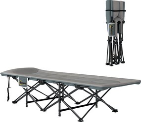 Skládací kempingová postel Outsunny s matrací a polštářem, boční kapsa 187 x 67 x 37 cm, postel pro hosty do 150 kg, skládací postel pro dospělé, ven…