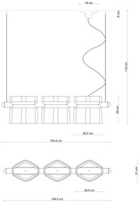 Ferroluce Závěsné svítidlo YAKITORI, d. 104,5 cm, 3xE27 Barva: Krémová-modrá