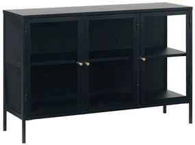 Černá kovová vitrína Unique Furniture Carmel 85 x 132 cm