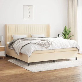 Box spring postel s matrací krémová 200x200 cm textil 3128154