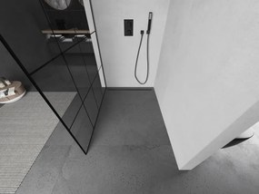 Mexen Kioto, sprchová zástěna Walk-In 160 x 200 cm, 8mm čiré sklo černý vzor, ​​grafitový profil, 800-160-101-66-77