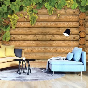 Fototapeta - Stěna z dřevěných protokolů (254x184 cm)