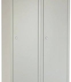 Rauman Kovová šatní skříň s lavičkou, 60 x 85 x 185 cm, cylindrický zámek - světle šedá