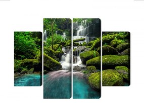 Vícedílný obraz Krásný Vodopád V Džungli Nedostatek Nedostatek Přírodní plátno 120x90